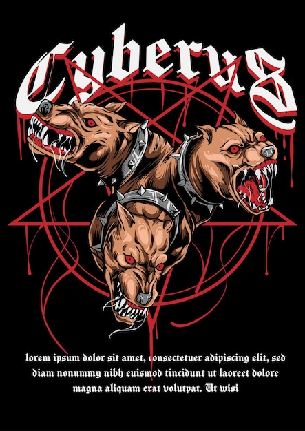 Ferocious Canines Unleashed in Demonic Pentagram Artwork | Jiffy Designs