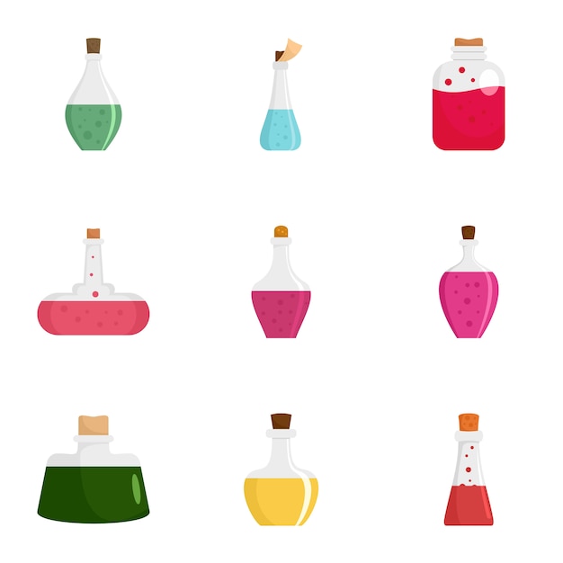 Vibrant Assortment of Stylized Potion Bottles and Vials | Jiffy Designs