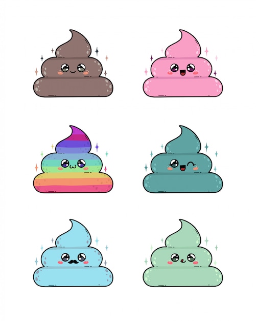 Cute and Colorful Kawaii Poop Emojis | Jiffy Designs