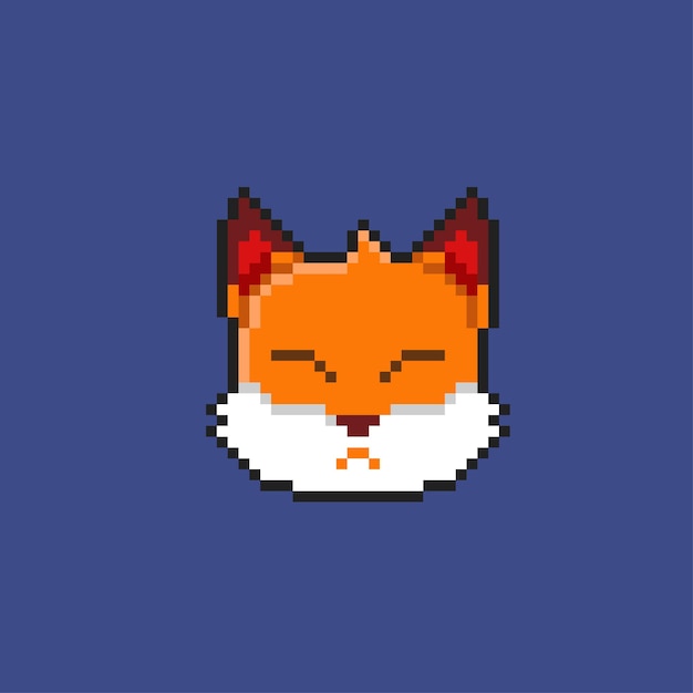 Charming Pixel Art Fox Face on Vibrant Blue | Jiffy Designs