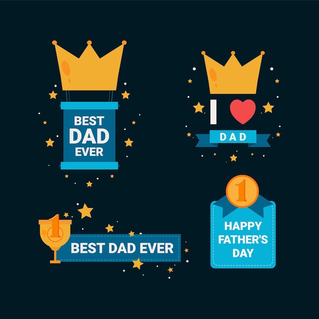 Vibrant Father's Day Emblem Collection with Crowns and Badges | Jiffy ...
