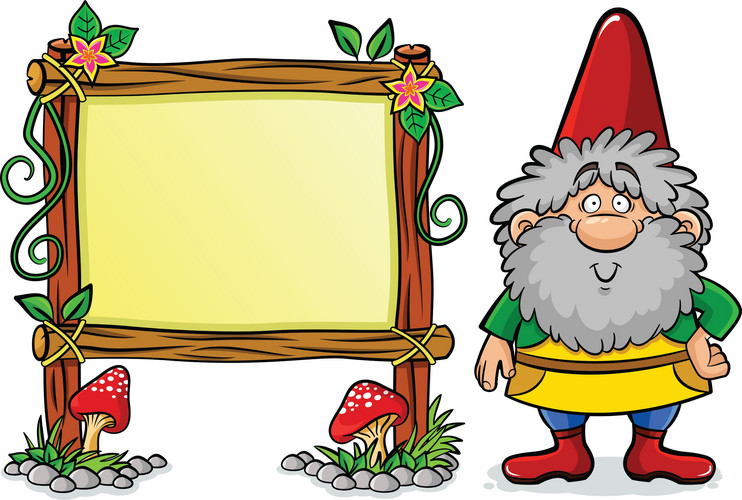 Cartoon Dwarf Standing Next To A Decorated Frame | Jiffy Designs
