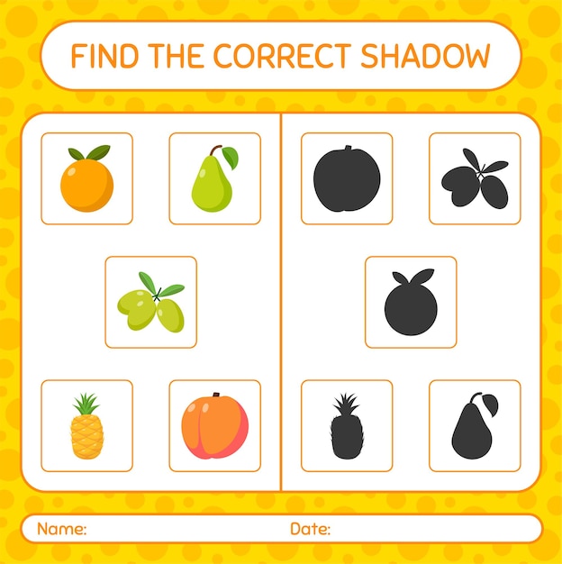 Vibrant Fruit and Vegetable Collection: Match the Shadows | Jiffy Designs