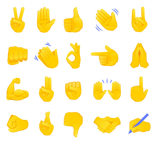 Hand Gesture Emojis Icons Collection. Handshake, Biceps, Applause ...