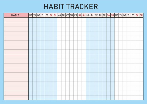 Colorful Grid Habit Tracking Calendar for Daily Routines | Jiffy Designs