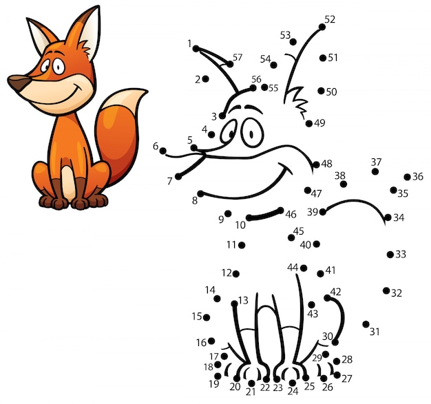 Playful Fox Dot-to-Dot Puzzle: Engaging Graphic for Stickers and ...