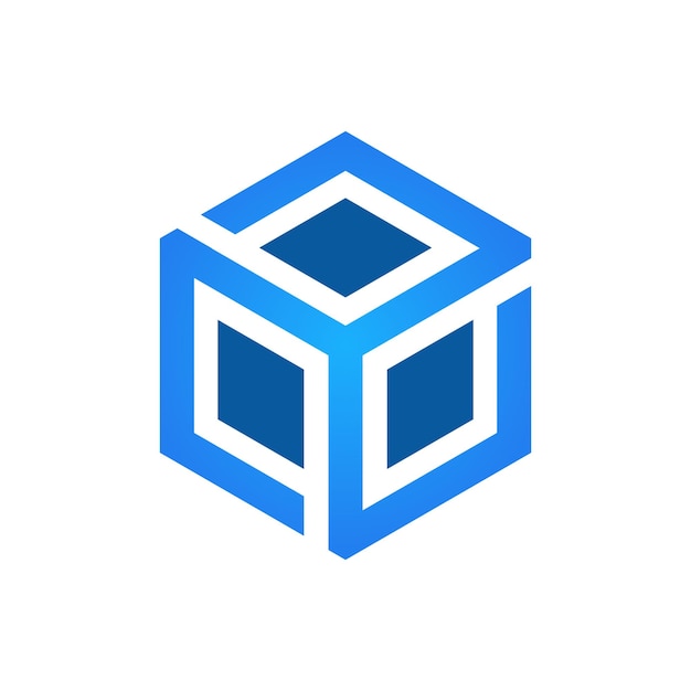 Geometric Cube Illustration with Overlapping Blue Shapes | Jiffy Designs