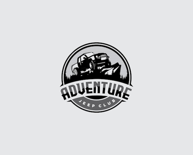 Rugged Adventure Jeep Club Logo with Mountain Backdrop | Jiffy Designs