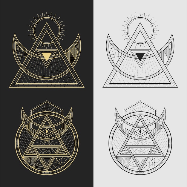 Mystical Geometric Symbols with Illuminating Triangles and Eyes | Jiffy ...