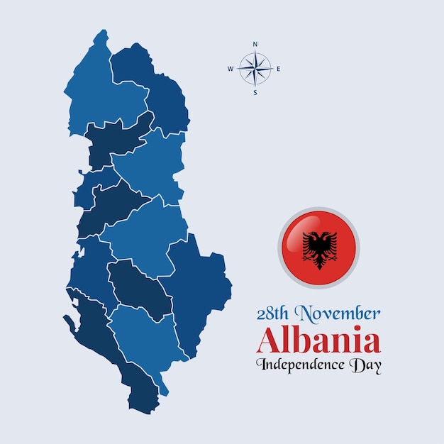 Map of Albania Celebrating Independence Day with Flag | Jiffy Designs