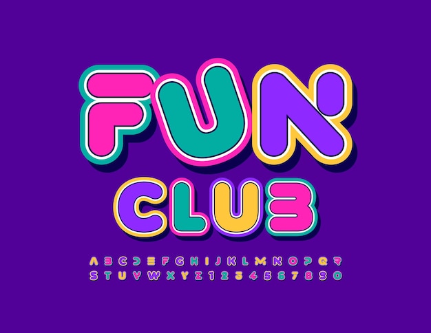 Vibrant Neon Fun Club Logo with Playful Alphabet | Jiffy Designs
