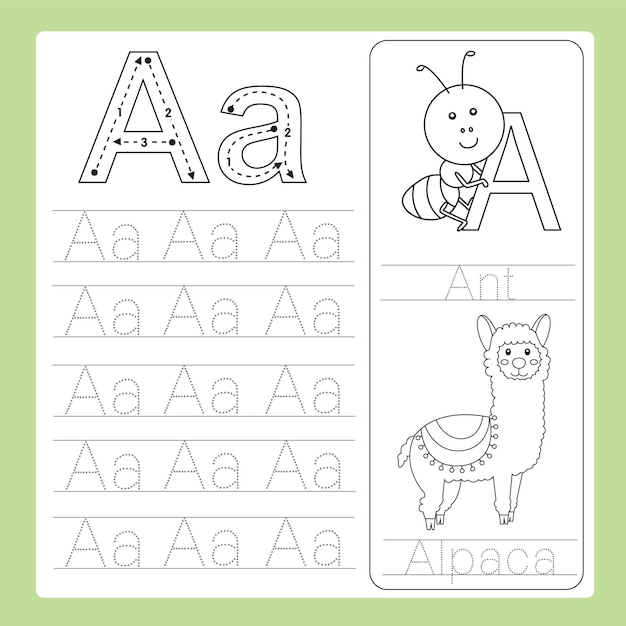 Alphabet Tracing Page with Illustrated Animals and Letters | Jiffy Designs