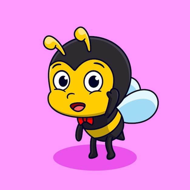 Adorable Cartoon Bee with Big Eyes and Curious Expression | Jiffy Designs