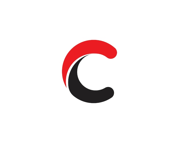 Elegant Red and Black Curved Letter C Logo | Jiffy Designs