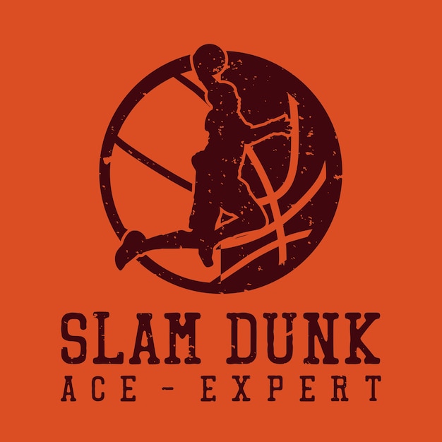 Vintage Slam Dunk Basketball Player Silhouette Logo | Jiffy Designs