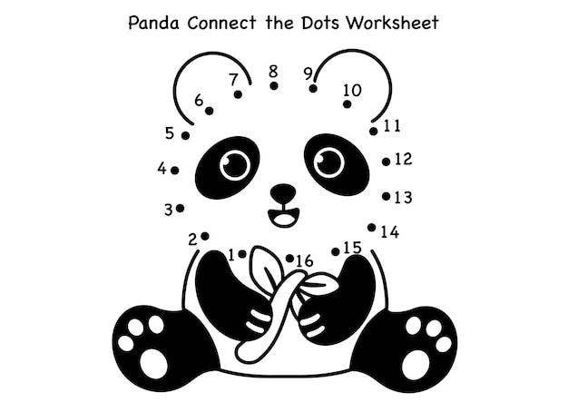 Playful Panda Connect-the-Dots Worksheet with Numbered Paw Prints ...