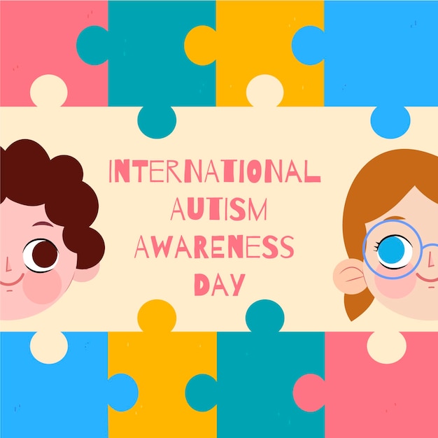 Colorful Puzzle Pieces Frame International Autism Awareness Day | Jiffy ...