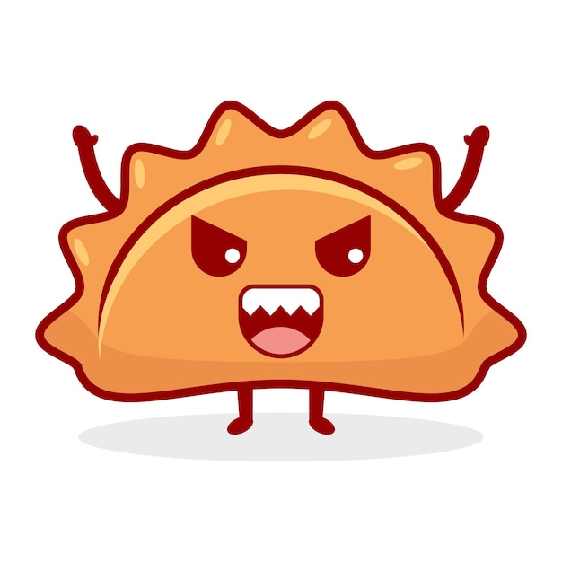 Angry Cartoon Taco with Fiery Expression | Jiffy Designs