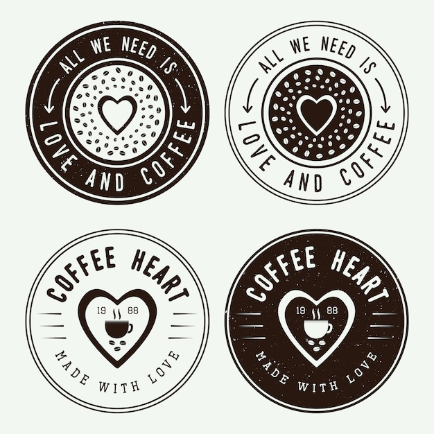 Charming Coffee-Themed Circular Graphic Collection with Heartfelt ...