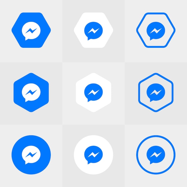 Vibrant Blue Hexagonal Messenger App Icons | Jiffy Designs