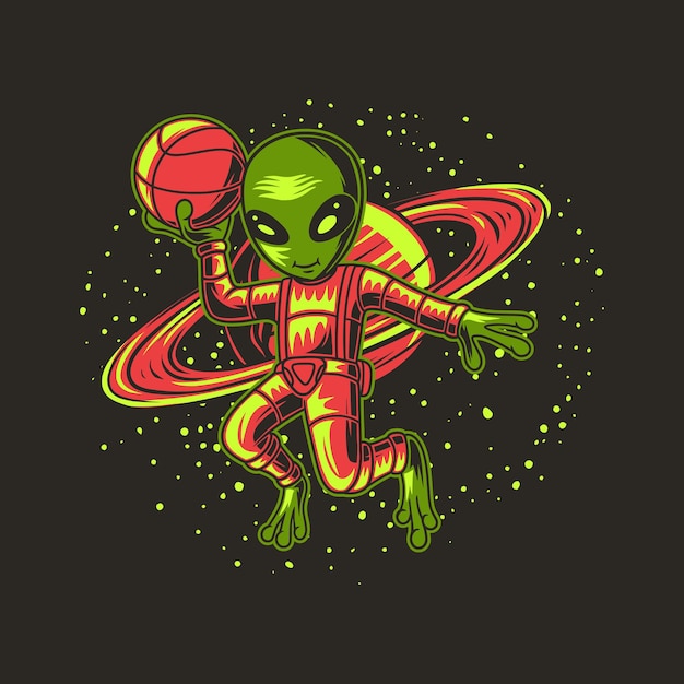 Funky Alien Astronaut Exploring Vibrant Cosmic Landscape | Jiffy Designs