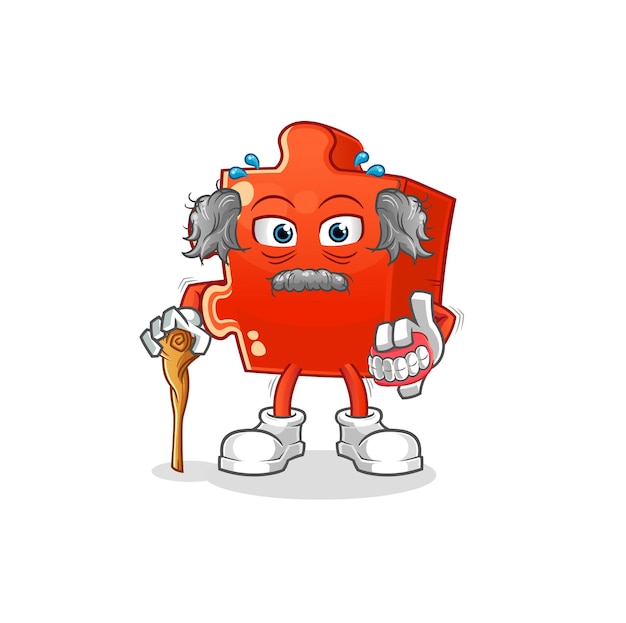 Charming Puzzle Piece Character Holding Wrench | Jiffy Designs