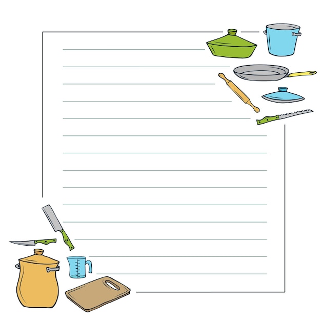 Colorful Kitchen Utensils Surrounding Lined Writing Paper | Jiffy Designs