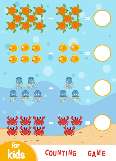 Vibrant Sea Creatures Counting Game for Kids | Jiffy Designs