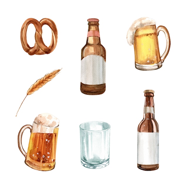 Delightful Bavarian Beer Essentials: Pretzels, Bottles, and Mugs ...