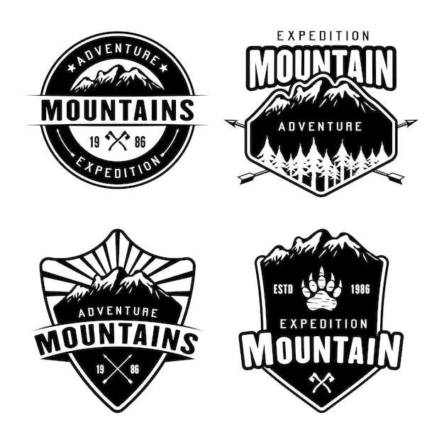 Vintage Mountain Adventure Expedition Emblem Collection | Jiffy Designs