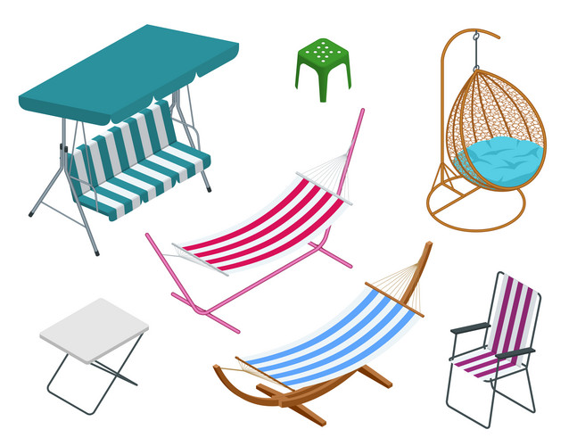 Isometric Garden Swings Isolated On White Background. Place For Outdoor ...