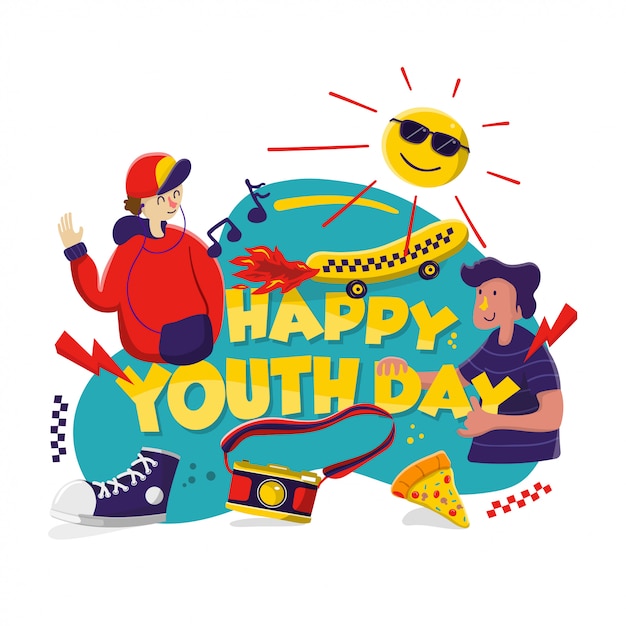 Vibrant Celebration of Youth with Playful Symbols and Characters ...