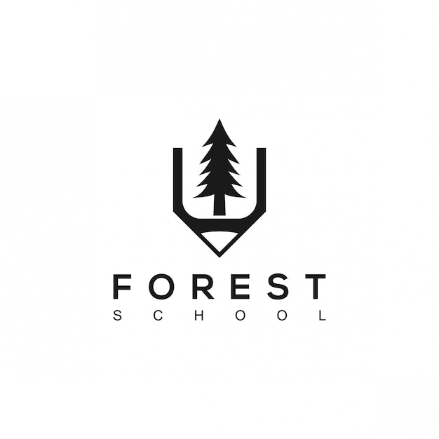 Minimalist Pine Tree School Logo with Pencil Emblem | Jiffy Designs