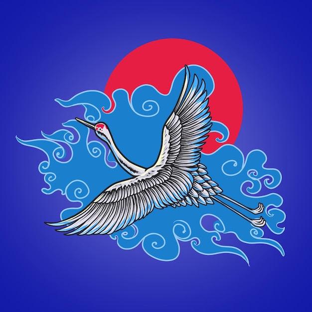 Soaring Swan Against Red Sun and Blue Sky | Jiffy Designs