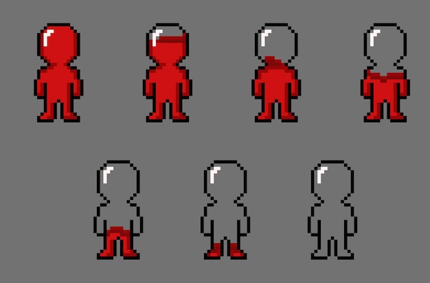 Vibrant Pixel Art Collection of Diverse Red Humanoid Figures | Jiffy ...