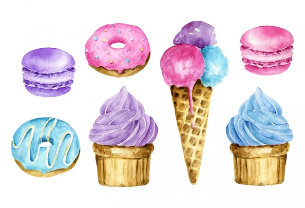 Delightful Pastel Sweets: Donuts, Macarons, and Ice Cream Cones | Jiffy ...