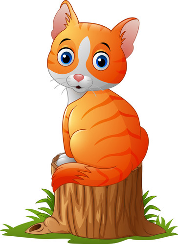 Cute Baby Cat Sitting On Tree Stump | Jiffy Designs