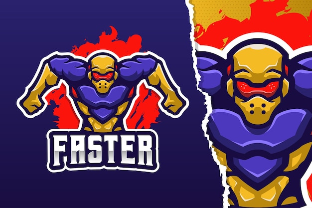 Powerful Superhero Mascot in Vibrant Purple and Gold | Jiffy Designs