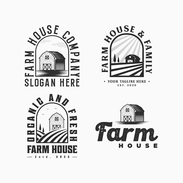 Vintage Farmhouse Logos with Rustic Barn and Landscape Motifs | Jiffy ...