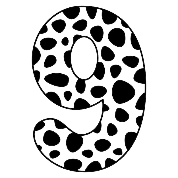 Spotted Monochrome Number Nine with Playful Polka Dots | Jiffy Designs