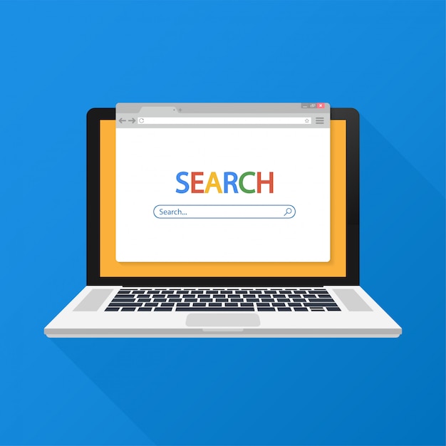 Vibrant Search Engine Laptop Display with Colorful Text | Jiffy Designs