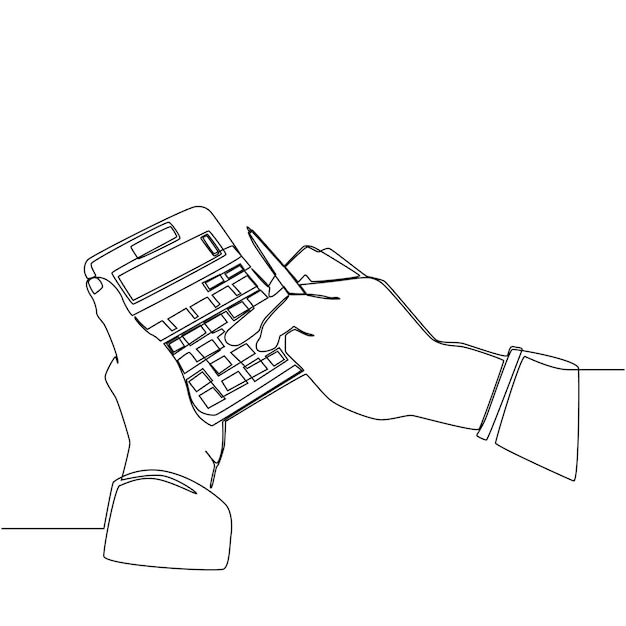 Minimalist Hands Typing on a Calculator in Continuous Line | Jiffy Designs
