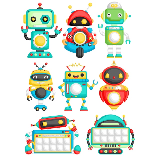 Vibrant Collection of Playful Cartoon Robots and Machines | Jiffy Designs