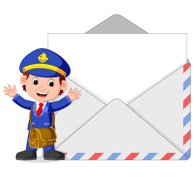 Cheerful Postman Character with Envelope Illustration | Jiffy Designs