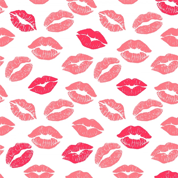 Vibrant Lip Impressions: A Playful Kissing Pattern | Jiffy Designs