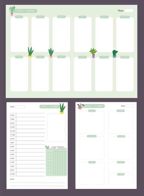 Minimalist Houseplant Themed Schedule and To-Do Planner | Jiffy Designs
