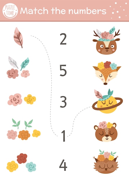 Cute Woodland Animals and Floral Number Matching Activity | Jiffy Designs