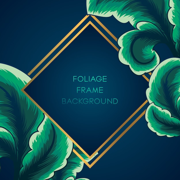 Elegant Foliage Frame on Dark Blue Background | Jiffy Designs