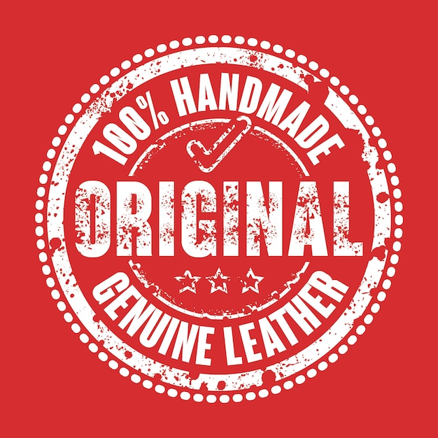 Vintage Handcrafted Leather Emblem on Vibrant Red Background | Jiffy ...