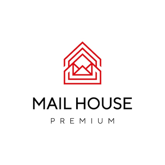 Minimalist Red and Black Mail House Logo Design | Jiffy Designs